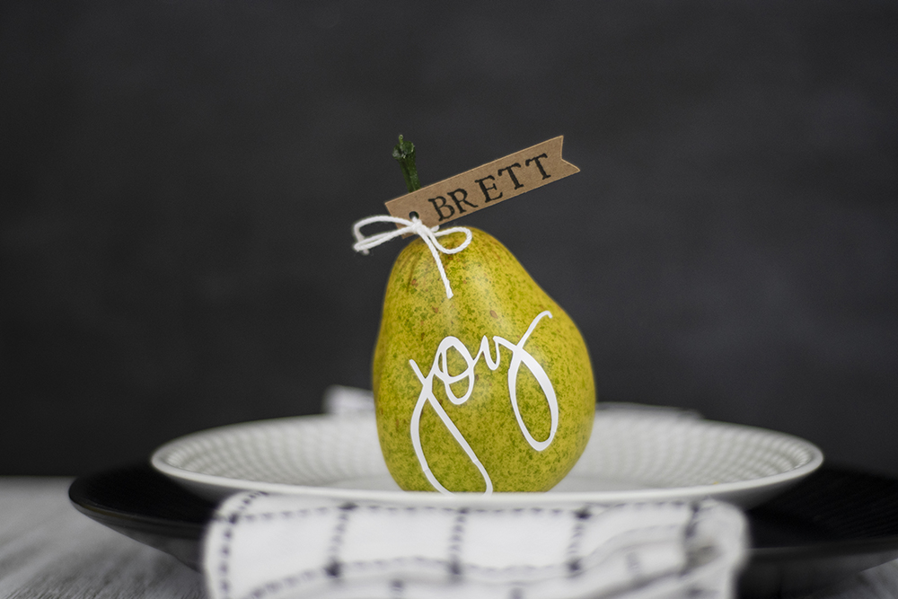 Vinyl on Pears for Wedding or Dinner Tablescape | Jen Gallacher