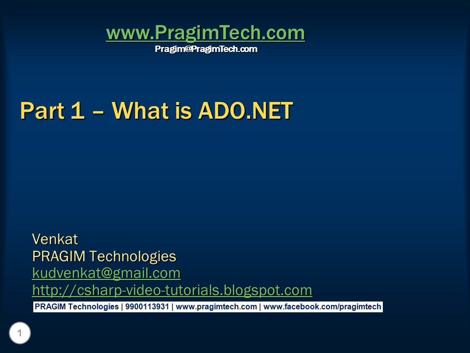 Sql Server Net And C Video Tutorial Part 1 What Is Adonet