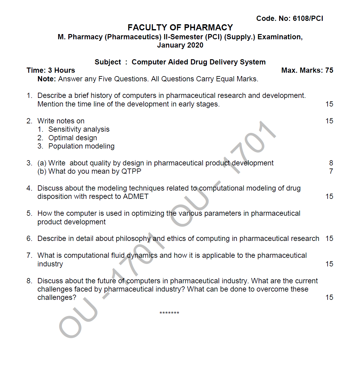 Osmania University M. Pharmacy (pharmaceutics) II-Semester (PCI ...