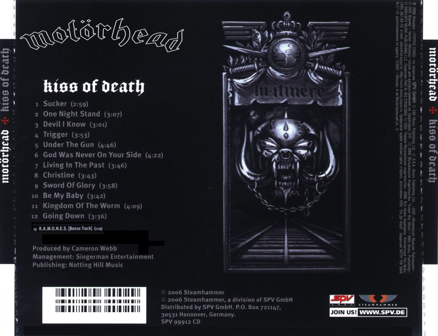 Classic Rock Covers Database: Motorhead - Kiss of Death (2006)