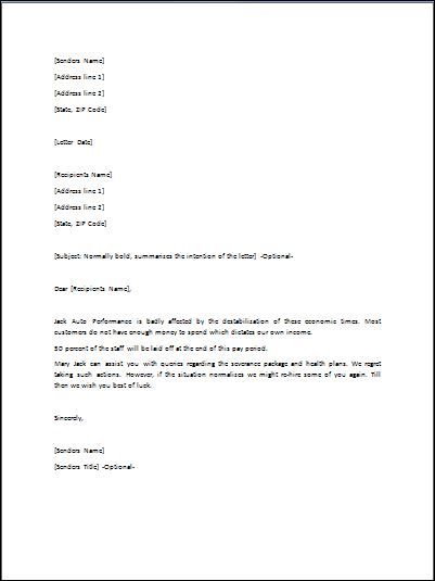 Layoff Letter Template ~ Resume Letter