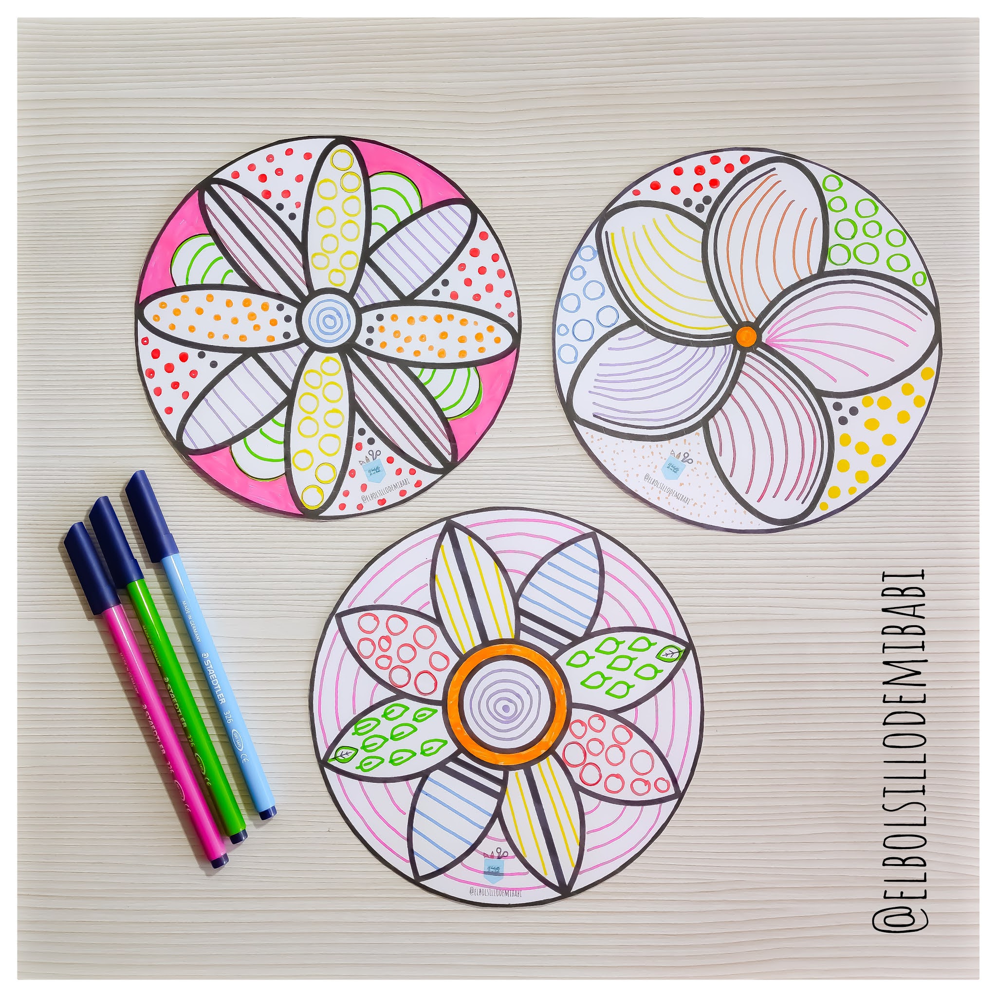 El bolsillo de mi babi: Grafismos de flores primaverales con mandalas