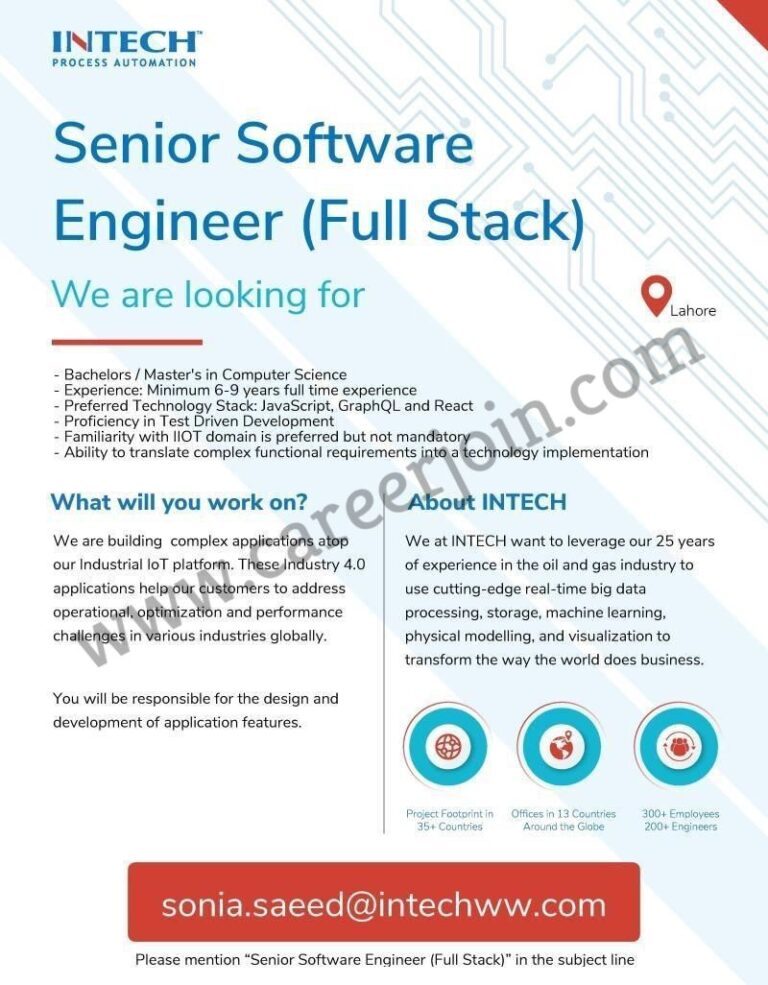 INTECH Industrial Intelligence Solutions Jobs Senior Software Engineer