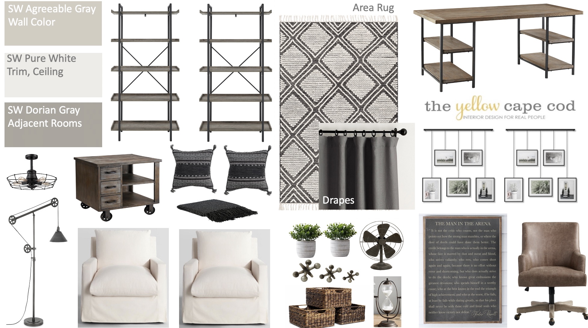 The Yellow Cape Cod: Modern - Industrial Farmhouse Home Office