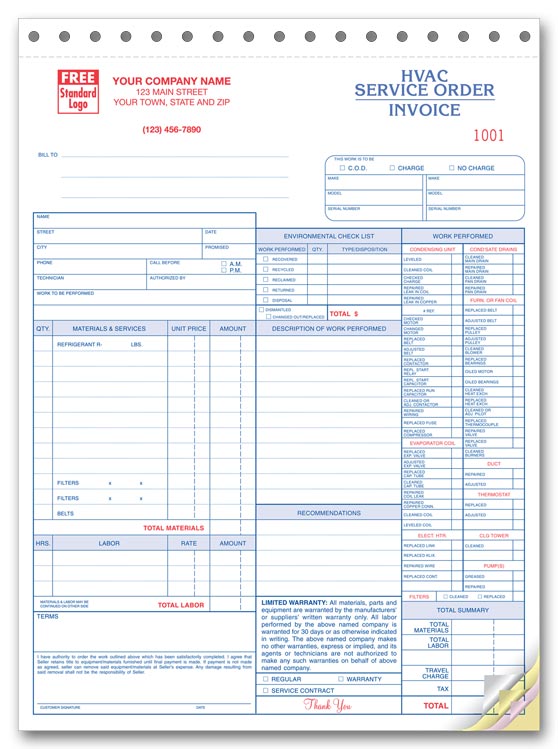 Air Conditioning Service Report Template - Invoice Template