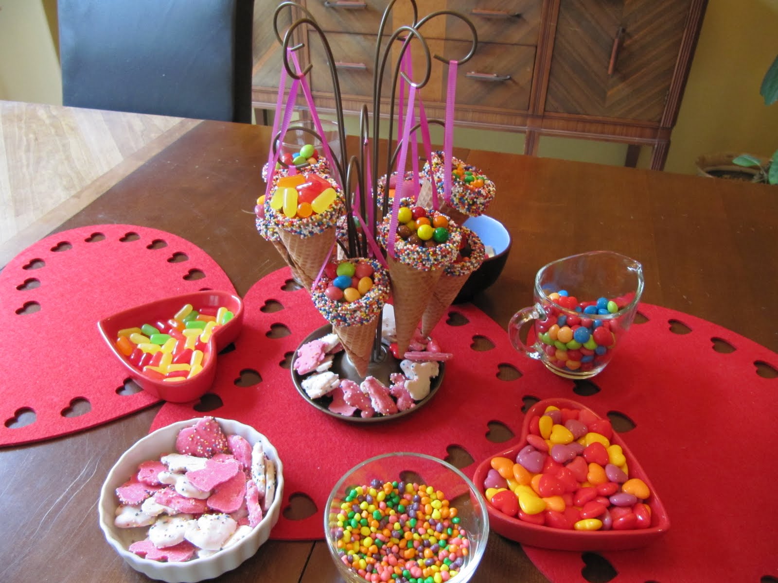 This Is Beige: Birthday Party Centerpiece: Candy Dipped Cones