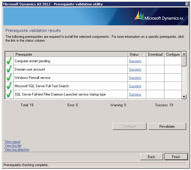 Microsoft Dynamics AX/365: Prerequisite Validation