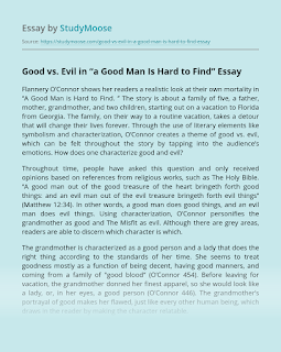 essay examples: A Good Man Is Hard To Find Essay
