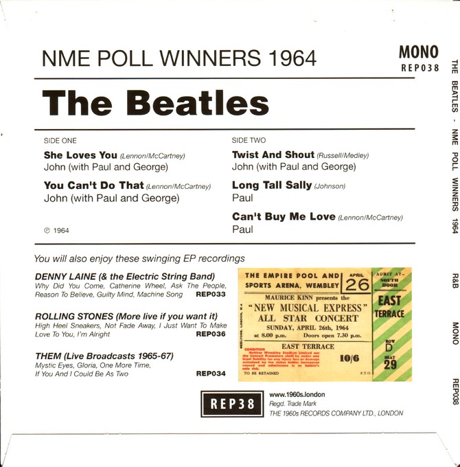 SIXTIES BEAT: The Beatles - NME POLL WINNERS 1964 EP