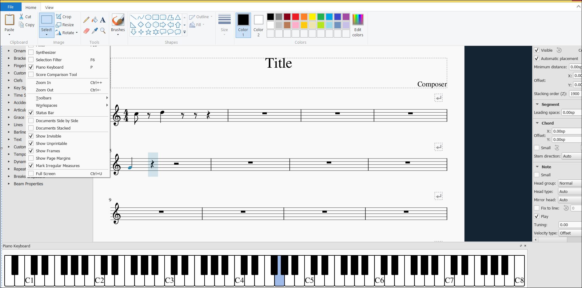MuseScore 3 Tambah Plugin Jianpu: View-Keyboard