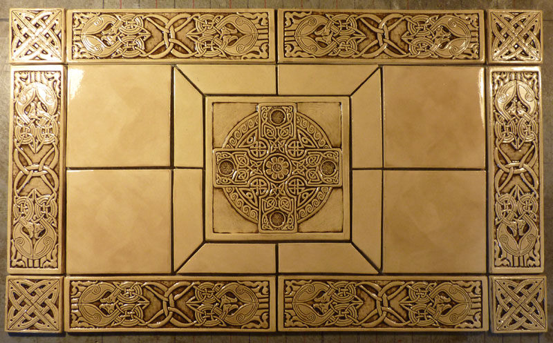 Decorative handmade ceramic tile: Handmade relief carved Celtic cross ...