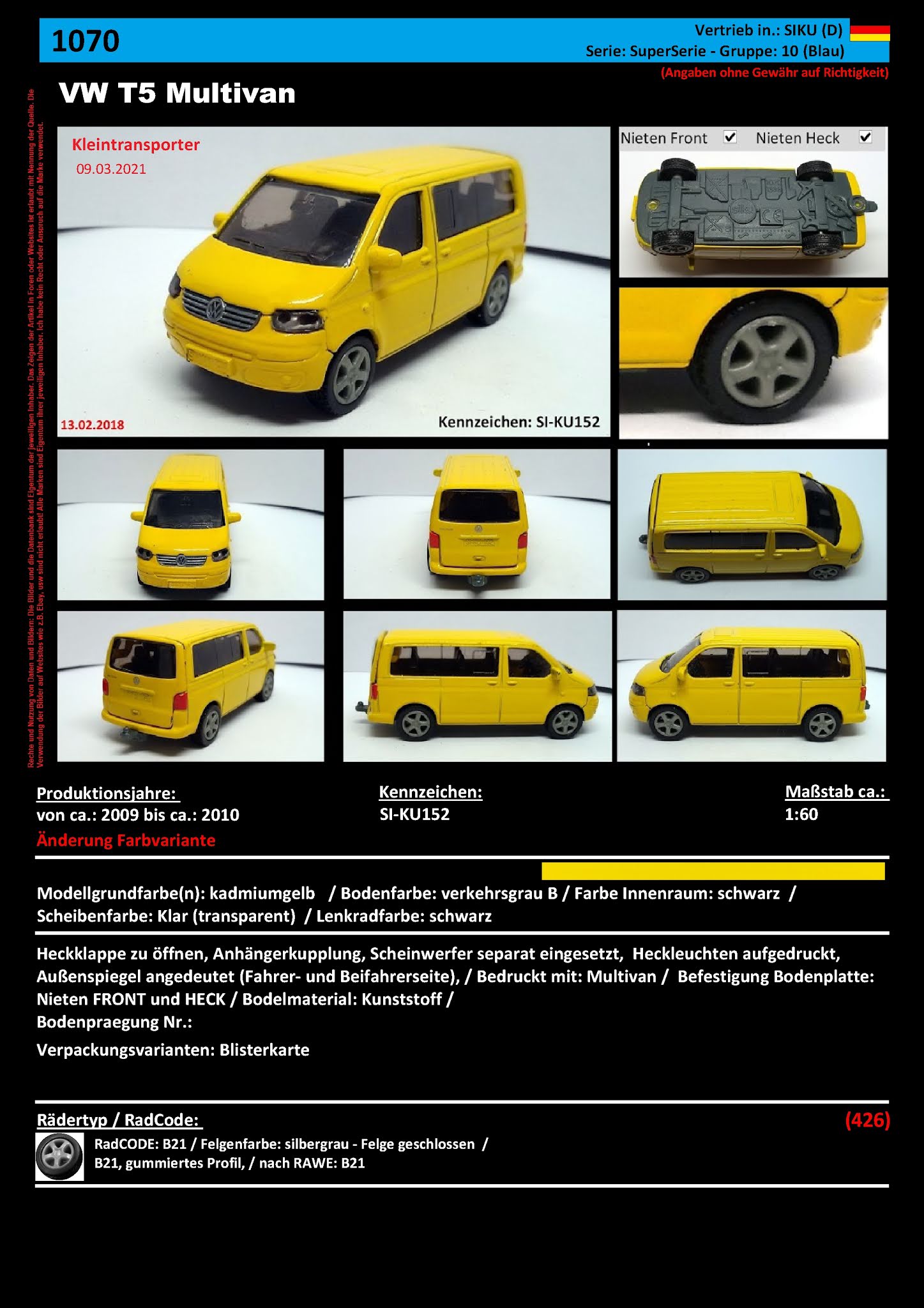 1070 - VW T5 Multivan - von/ab ca.: 2009 - (SIKU SuperSerie)