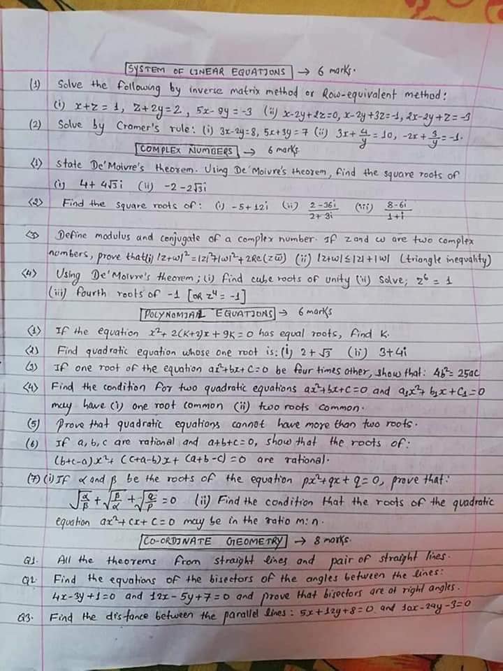 Class 11(Math Important Questions) - Questions and solutions