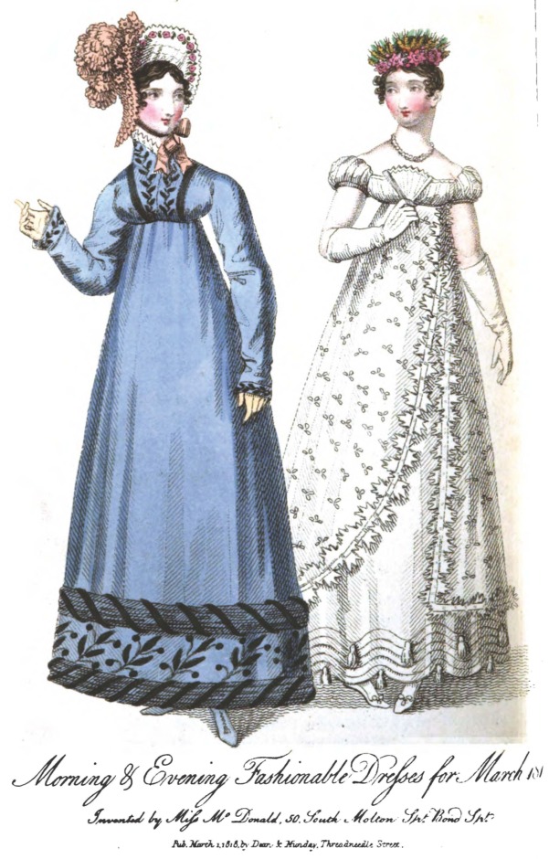 Regency Era Clothing: Regency Era Fashion Plate - March 1818 Ladies ...