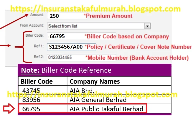 Cara Bayar Takaful AIA Guna JomPay