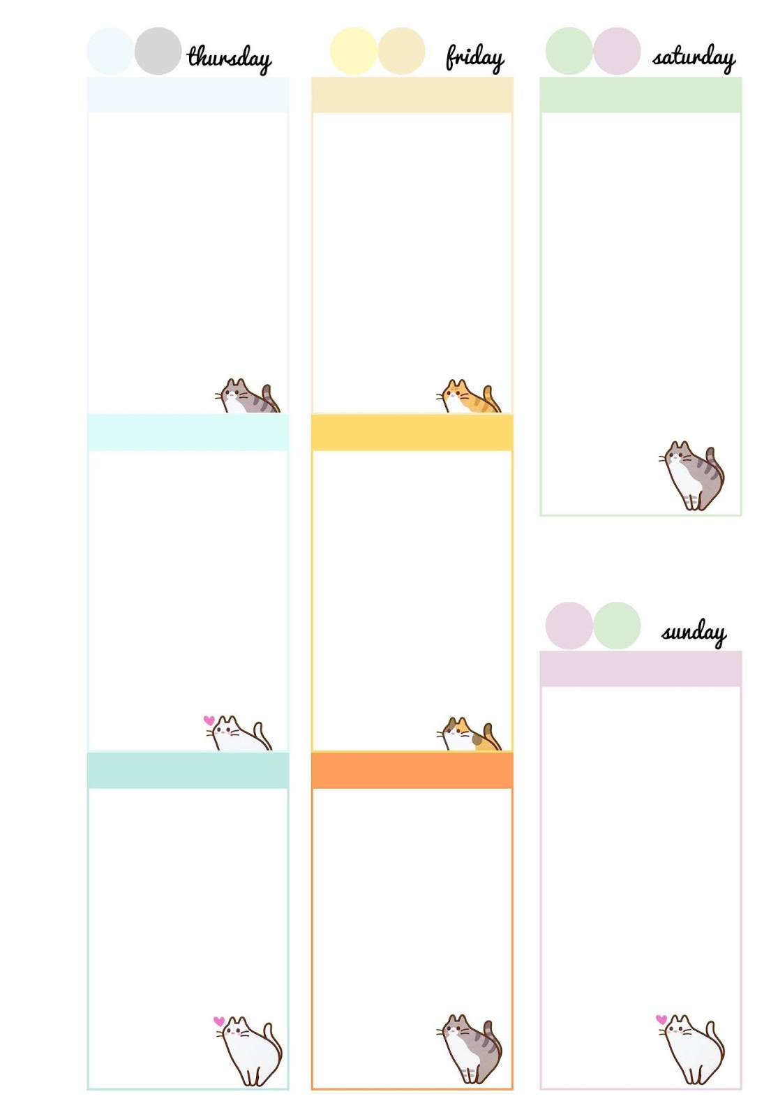 PB and J Studio: Free Printable Inserts PASTEL CATS | A5 | Divider Week ...