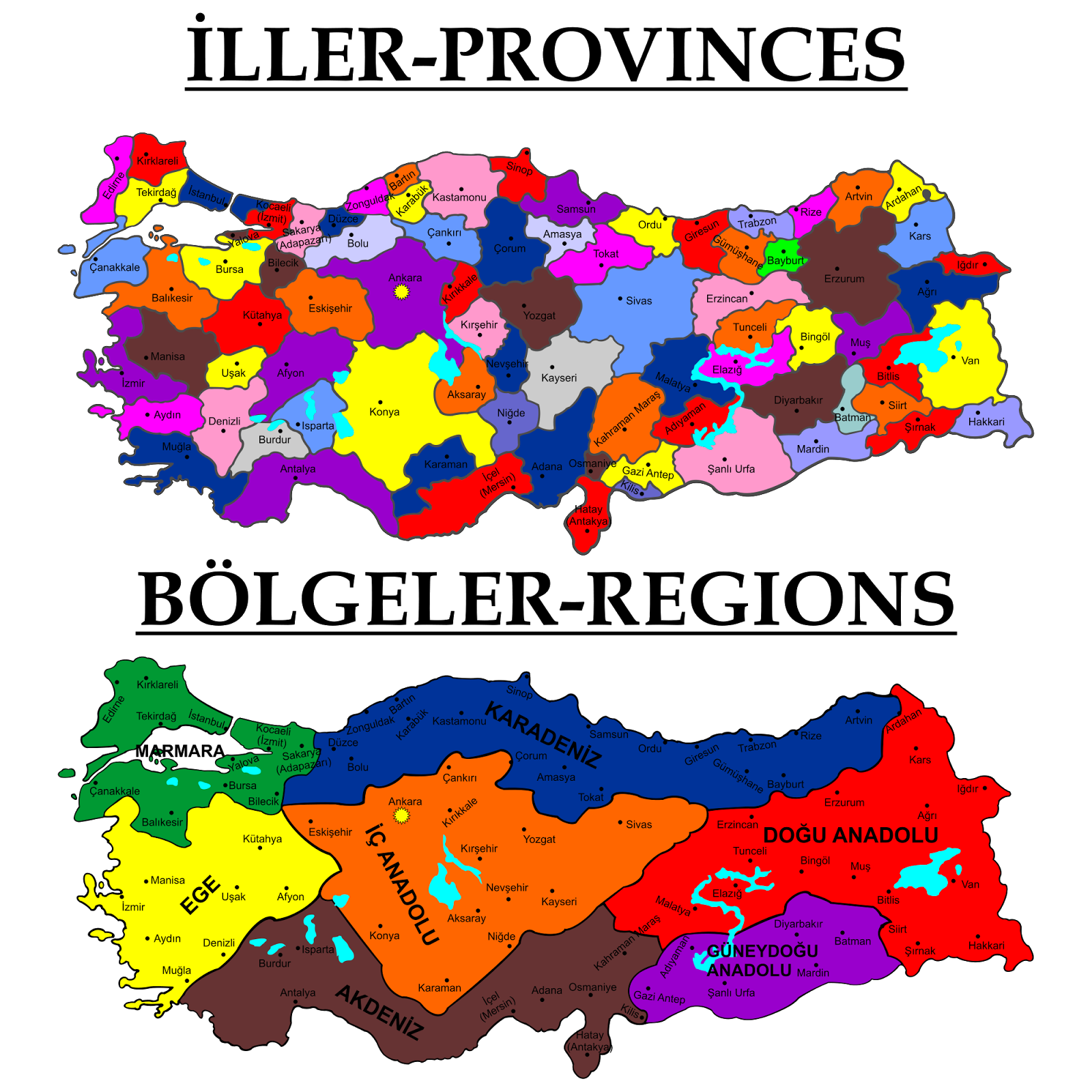 Map of Provinces and Regions in Turkey ~ Turkey Physical Political Maps ...