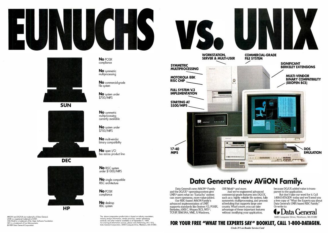 Informatica Viejuna: UNIX o Eunucos? Data General AViiON