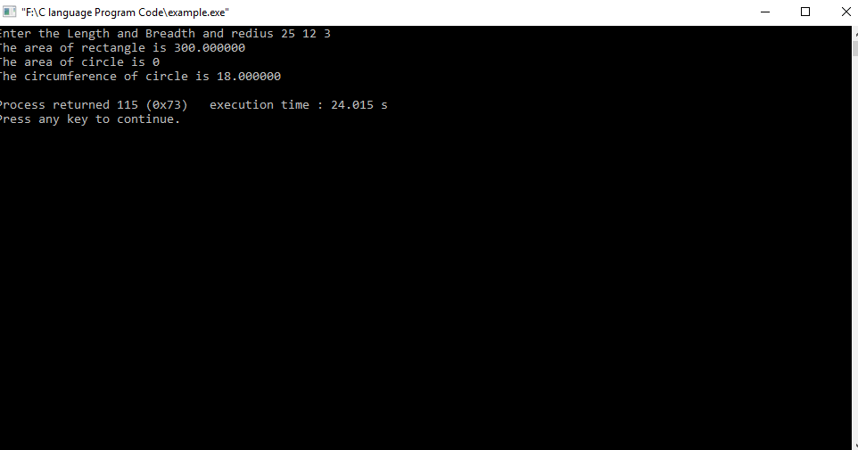 The Length & Breadth Of A Rectangle And Radius Of A Circle Are Input ...