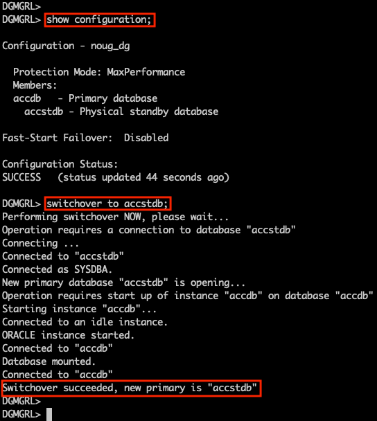 Verify readiness of Database switchover using DG Validate command ...