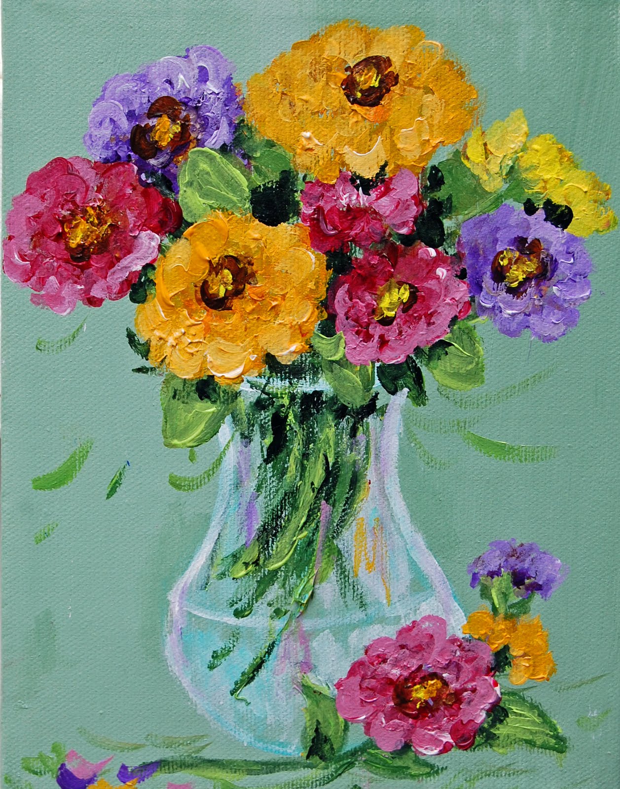 My Painted Garden: Happy Spring Winner and Painting Zinnias