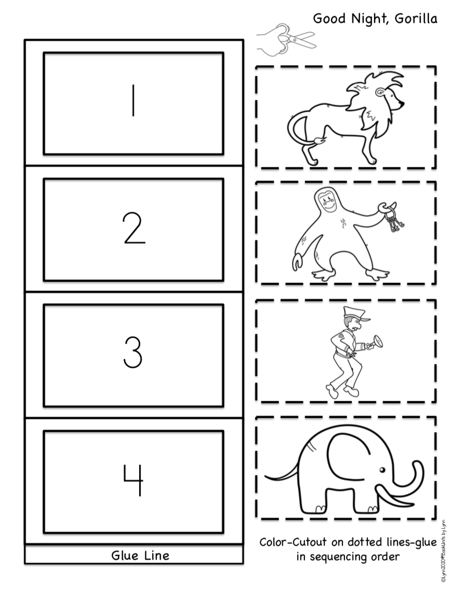GOOD NIGHT, GORILLA SEQUENCING CRAFT ~ Book Units by Lynn