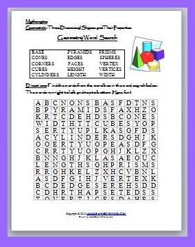 Learning Ideas - Grades K-8: Geometry - 3D Shapes Word Search Puzzle