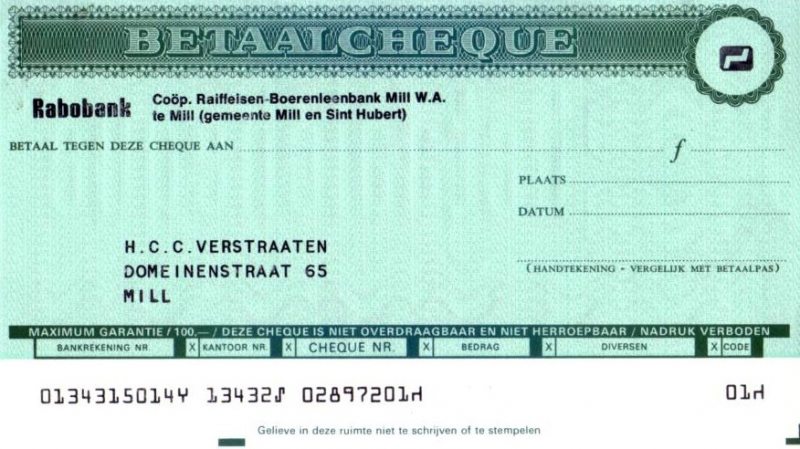 (Oude) betaalmethoden: De betaalcheque