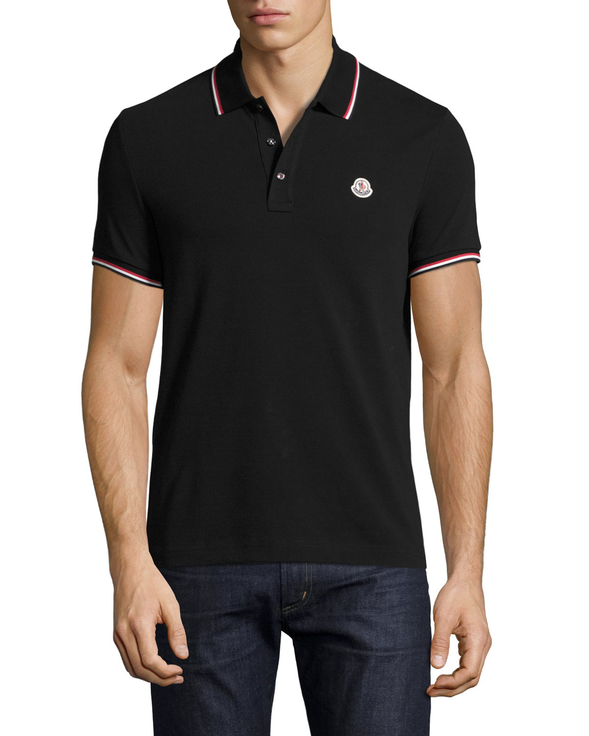 The Apparels: MONCLER - Tipped Piqué Polo Shirt