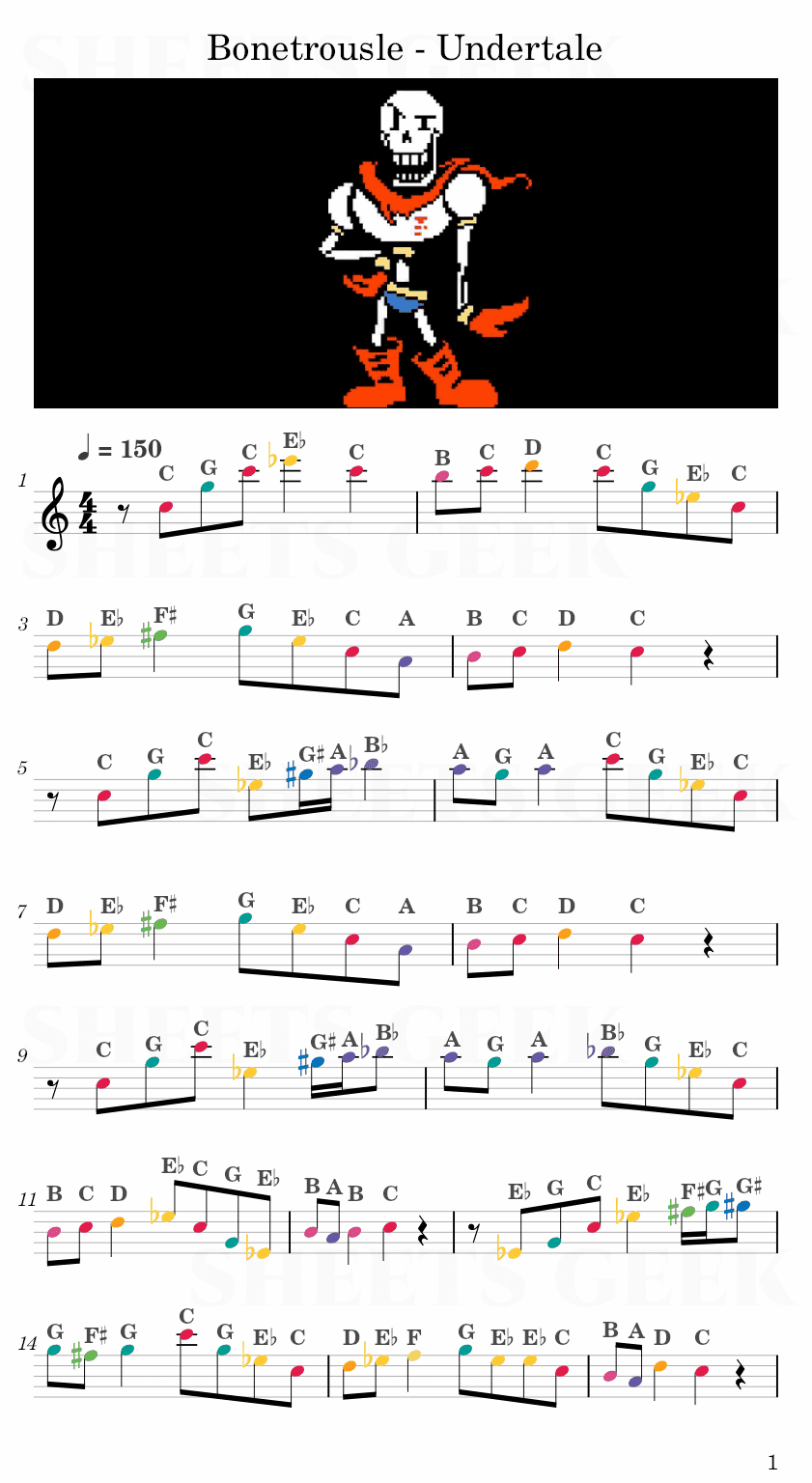Bonetrousle - Undertale | Easy Sheet Music