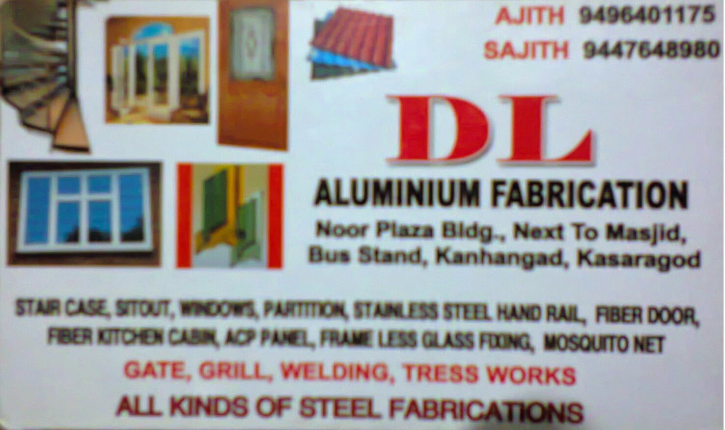 Visiting Card Directory: Aluminium Fabrication in Kanhangad