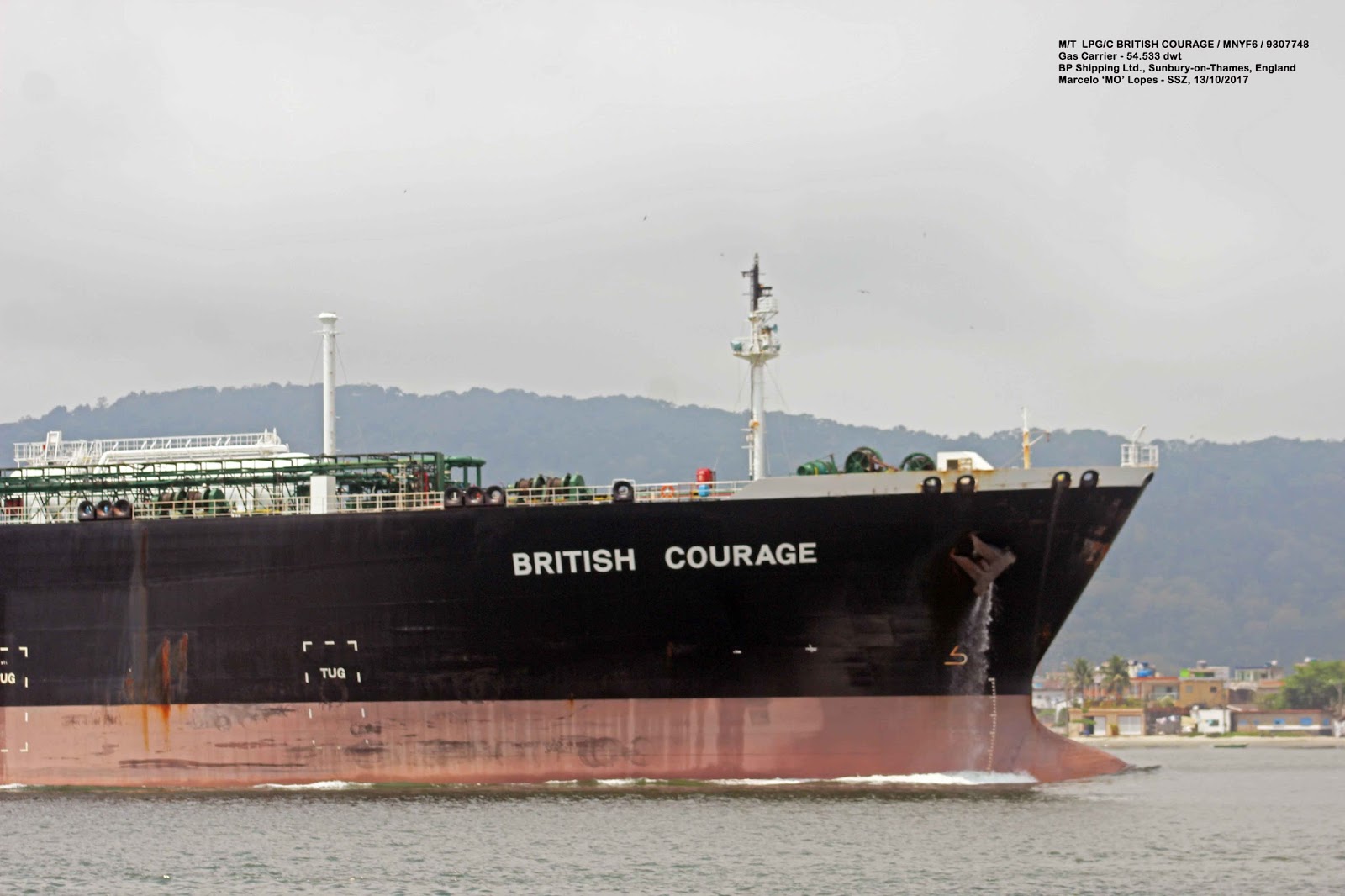 Santos Shiplovers: M/T LPG/C British Courage / MNYF6, Leaving Santos ...