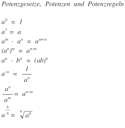 Potenzgesetze, Potenzen und Potenzregeln