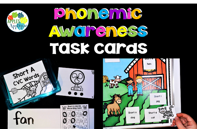 Apples to Applique: Phonemic Awareness Task Cards for CVC Words