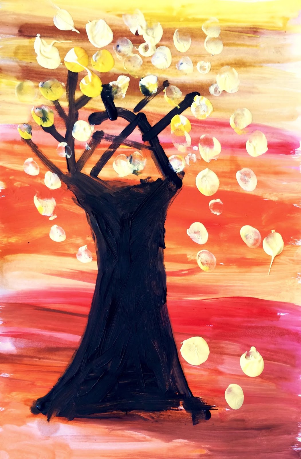 „Un copac în amurg, toamna”- culori calde - Materiale didactice de 10(zece)