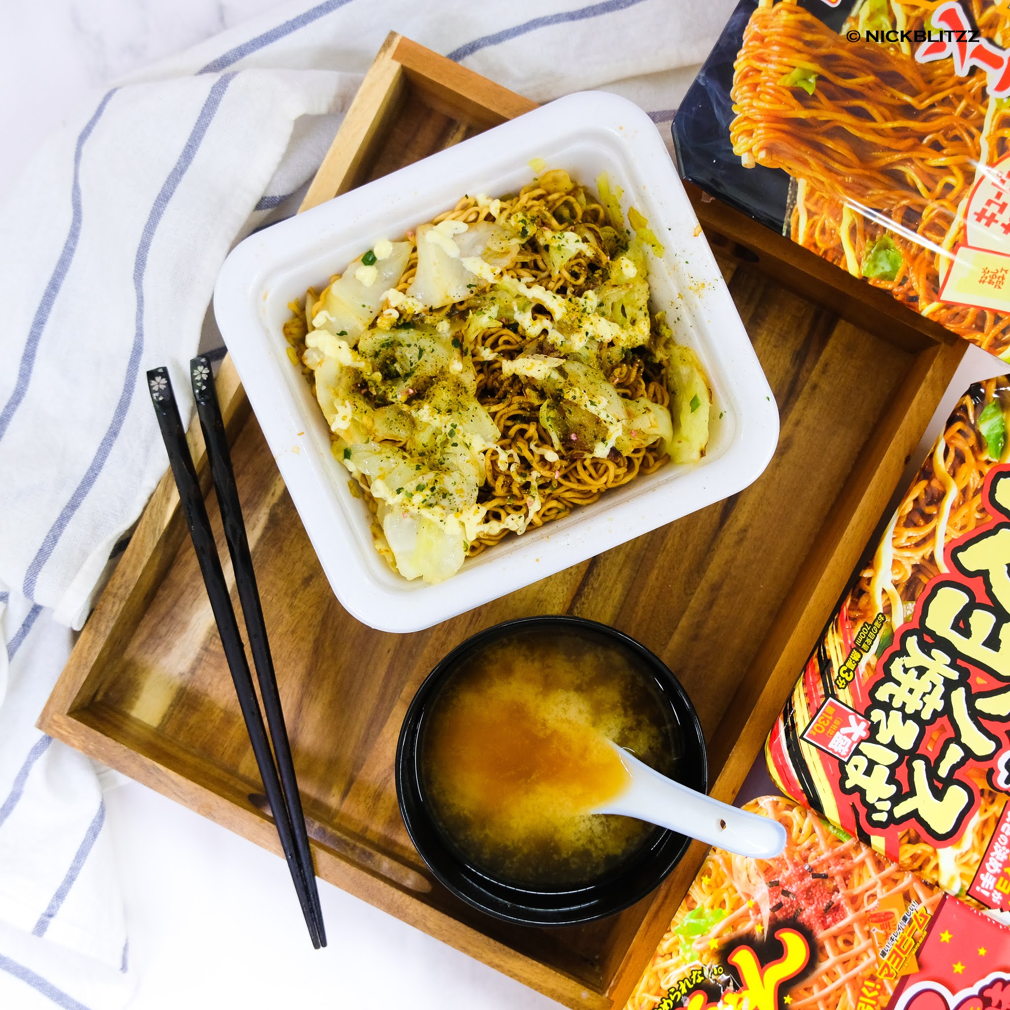 Trying out Japanese instant yakisoba noodles