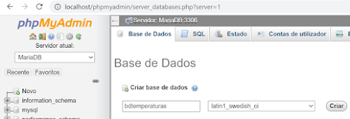 Figura 2: Criação do banco de dados.