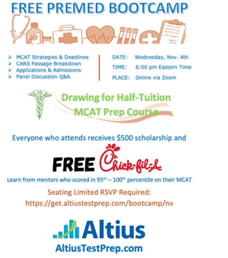 Altius Test Prep Free Pre-Med Boot Camp (11/4/20)