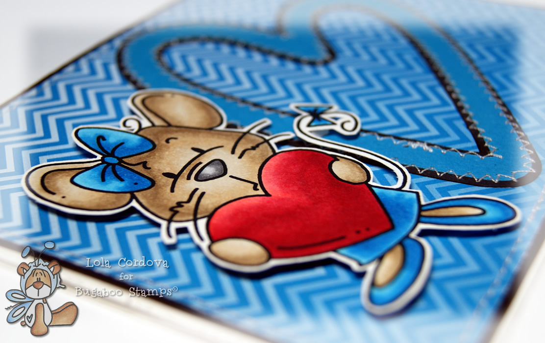 Little Card Maker: Blue Heart Mouse with Bugaboo Stamps