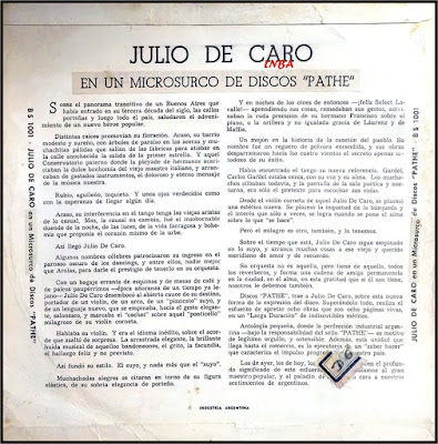 La nova Botica del Aleman.: Tango - Julio De Caro - Disco Pathé – 1953