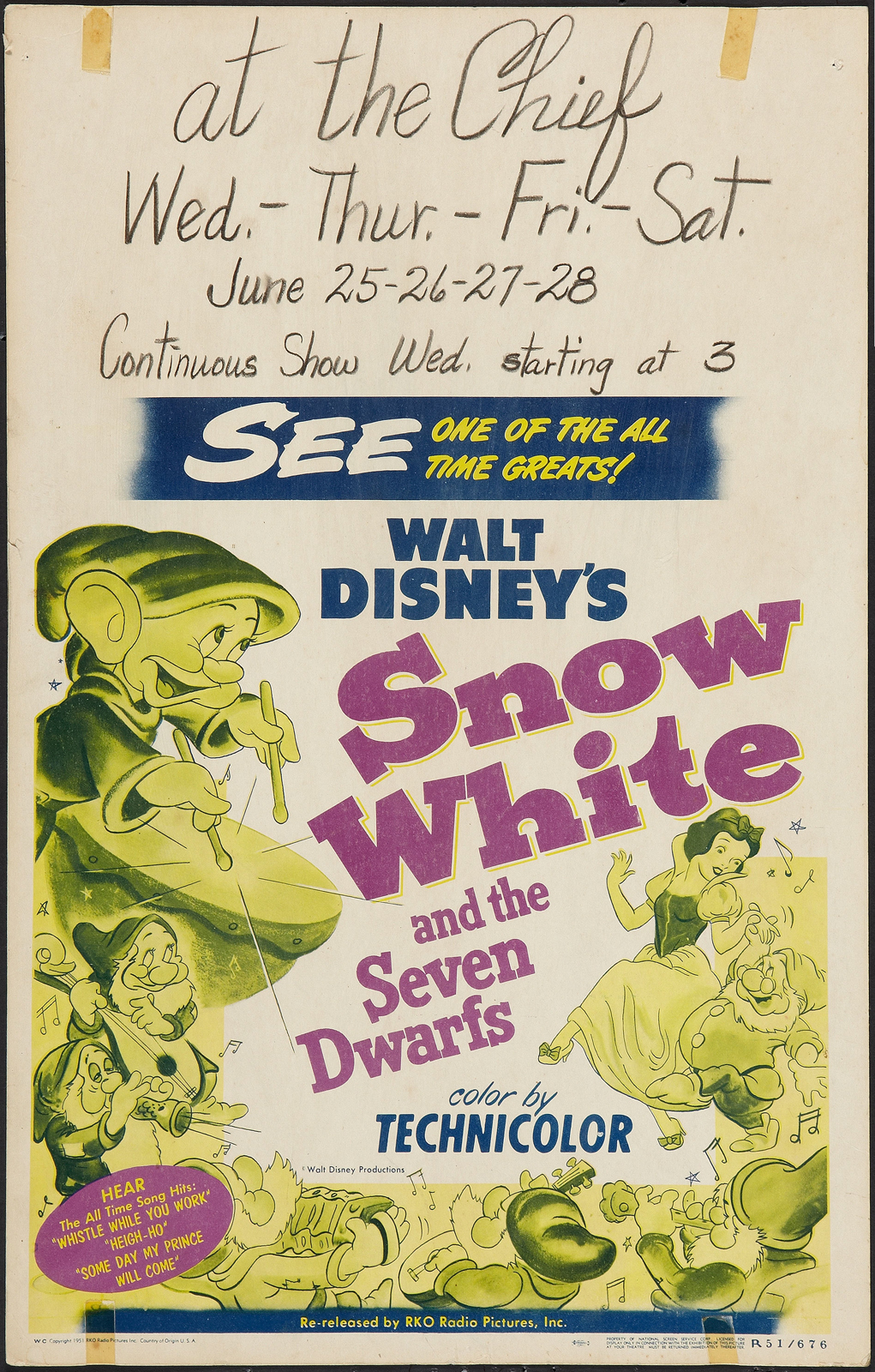Filmic Light - Snow White Archive: 1952 US Snow White Window Card