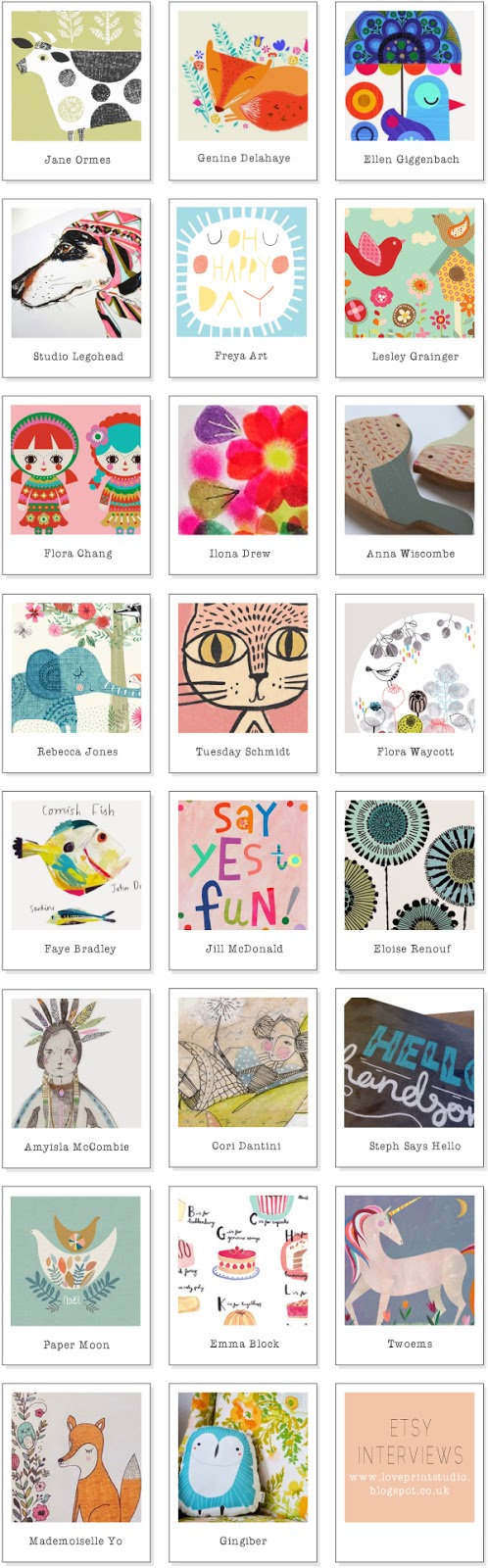 Etsy interviews round up... | love print studio blog