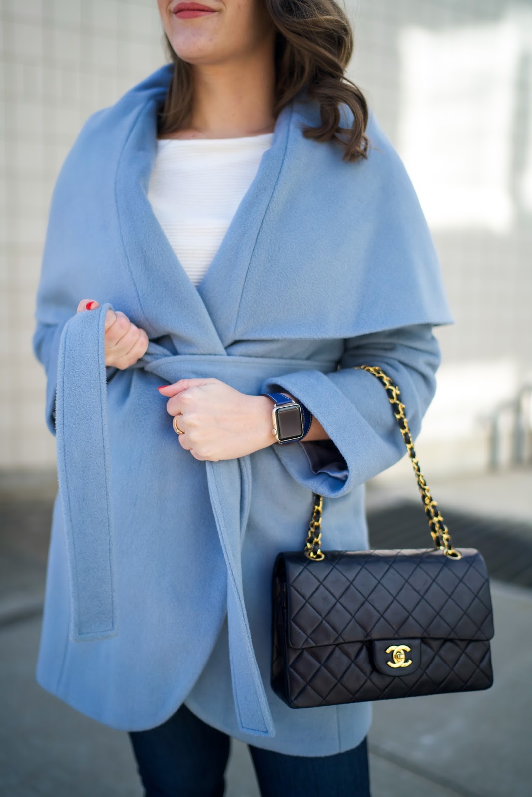 Light Blue Wrap Coat | Connecticut Fashion and Lifestyle Blog ...