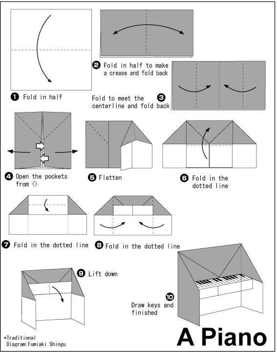 Piano - Easy Origami instructions For Kids