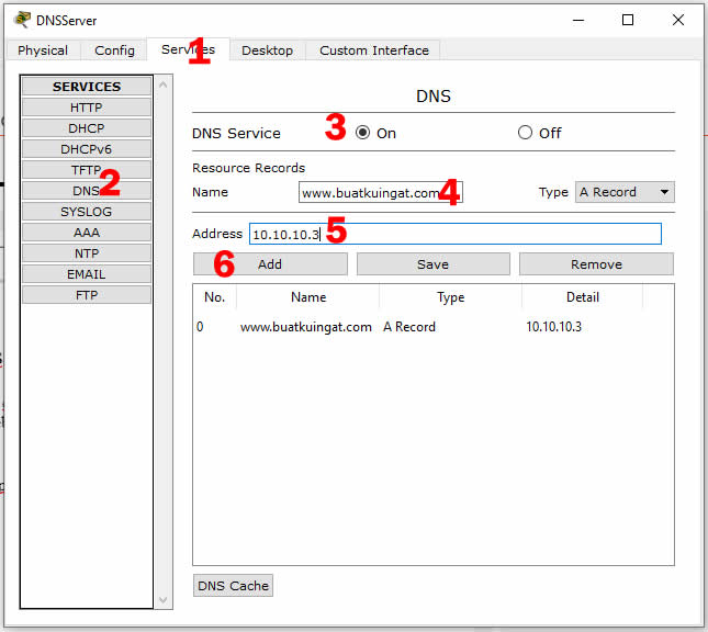 Membuat web server dan DNS di Cisco Paket Tracer