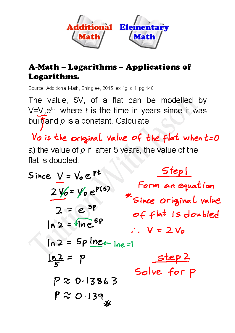 A-Math - Logarithms - Apllications of Log | Singapore Additional Math ...