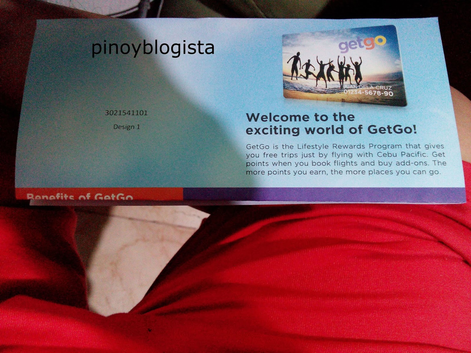 handwritten stitches: Cebu Pacific's GetGo card, and Taiwan travel fair.