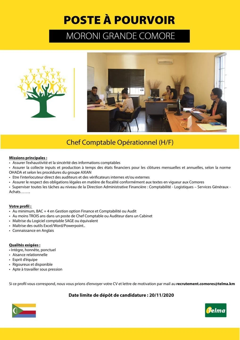 Offre d'emploi : Telma recherche un chef comptable opérationnel (H/F ...