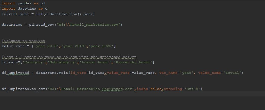 AWS Glue - Unpivot columns into rows using python shell job