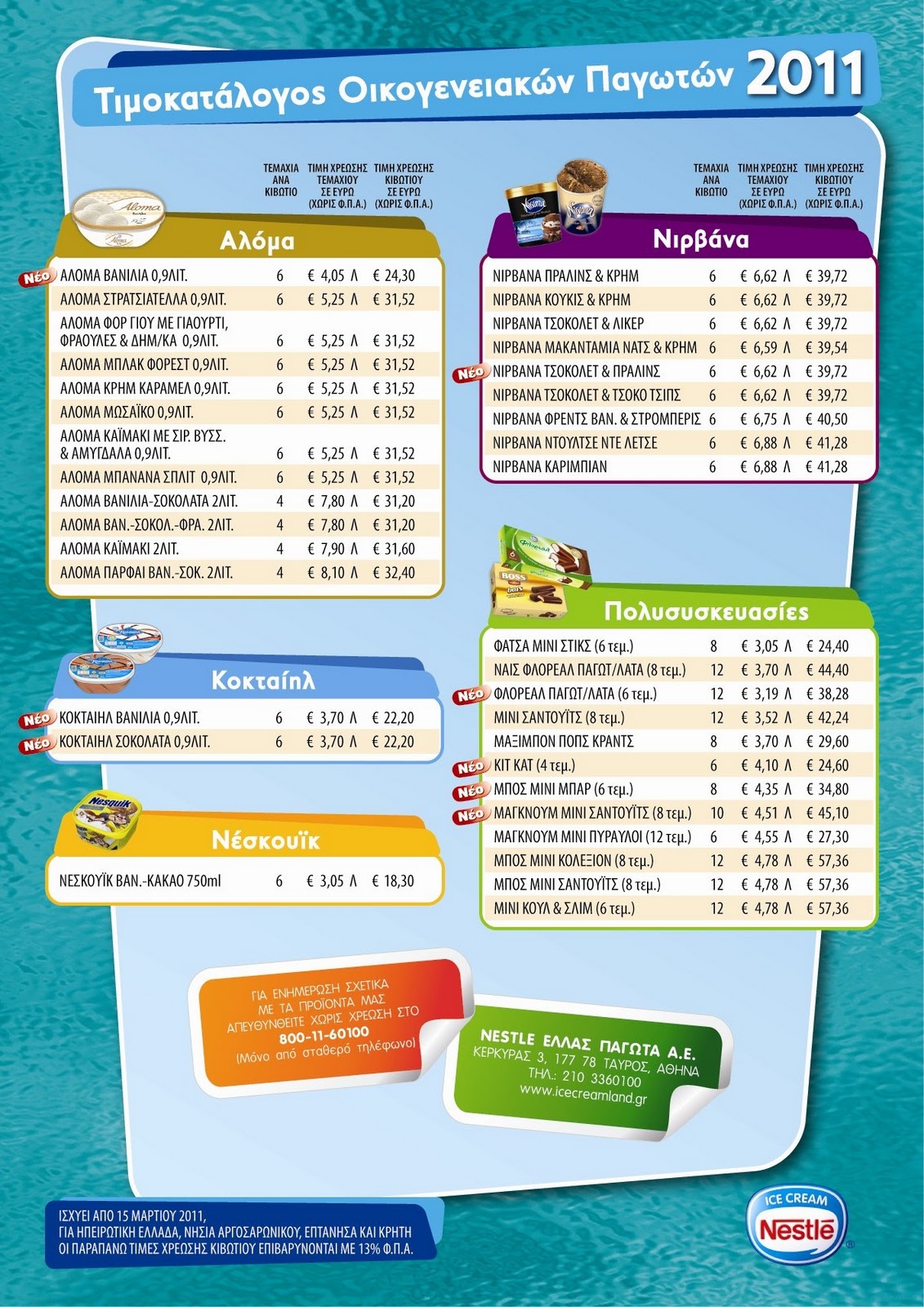 NESTLE ΤΙΜΟΚΑΤΑΛΟΓΟΙ ΧΟΝΔΡΙΚΗΣ ΑΤΟΜΙΚΩΝ ΚΑΙ ΟΙΚΟΓΕΝΕΙΑΚΩΝ ΠΑΓΩΤΩΝ 2011 ...